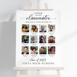 Class Reunion Memorial Poster Template Set to Honor Deceased Classmates ...