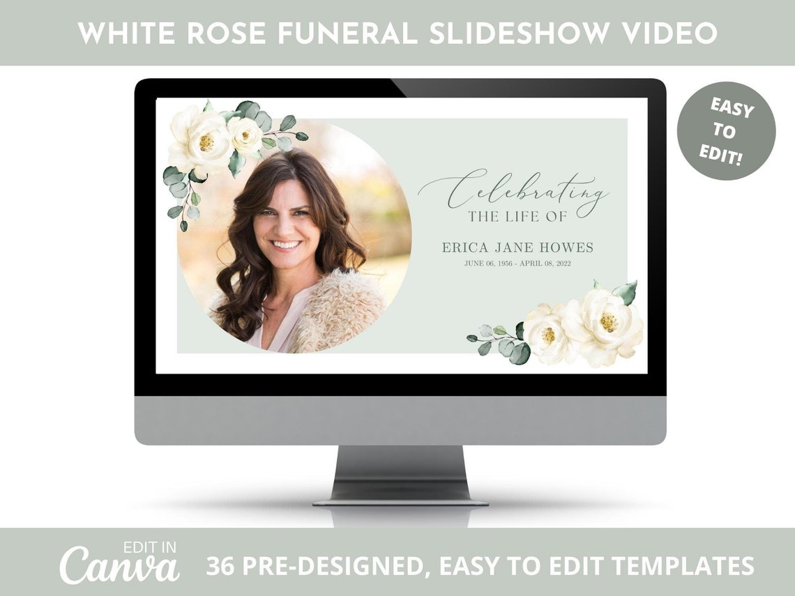 Funeral Photo Slideshow Template Memorial Video for Woman - Etsy