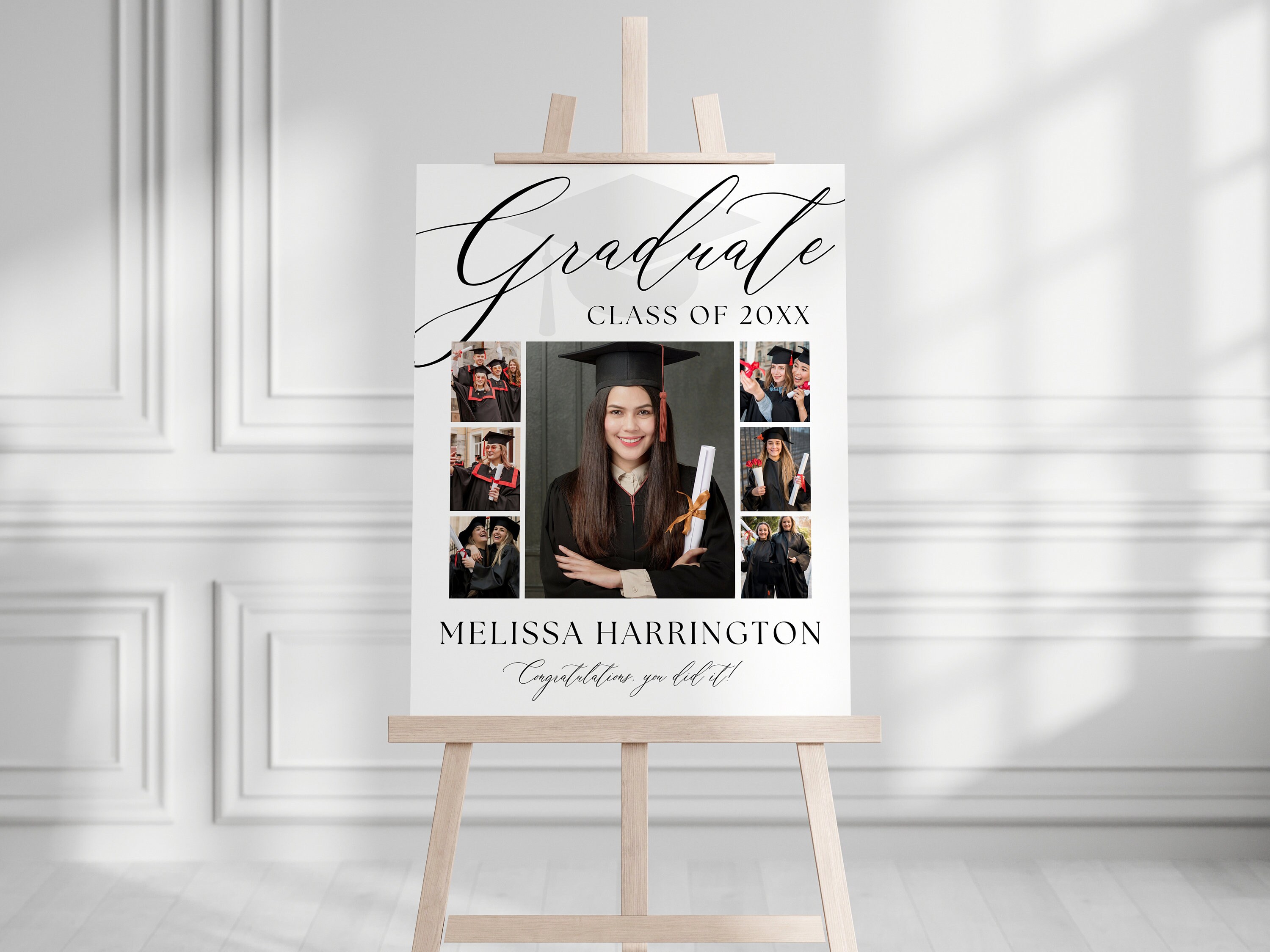 Graduation Photo Collage TEMPLATE Class of 2026, Personalized Gift for ...