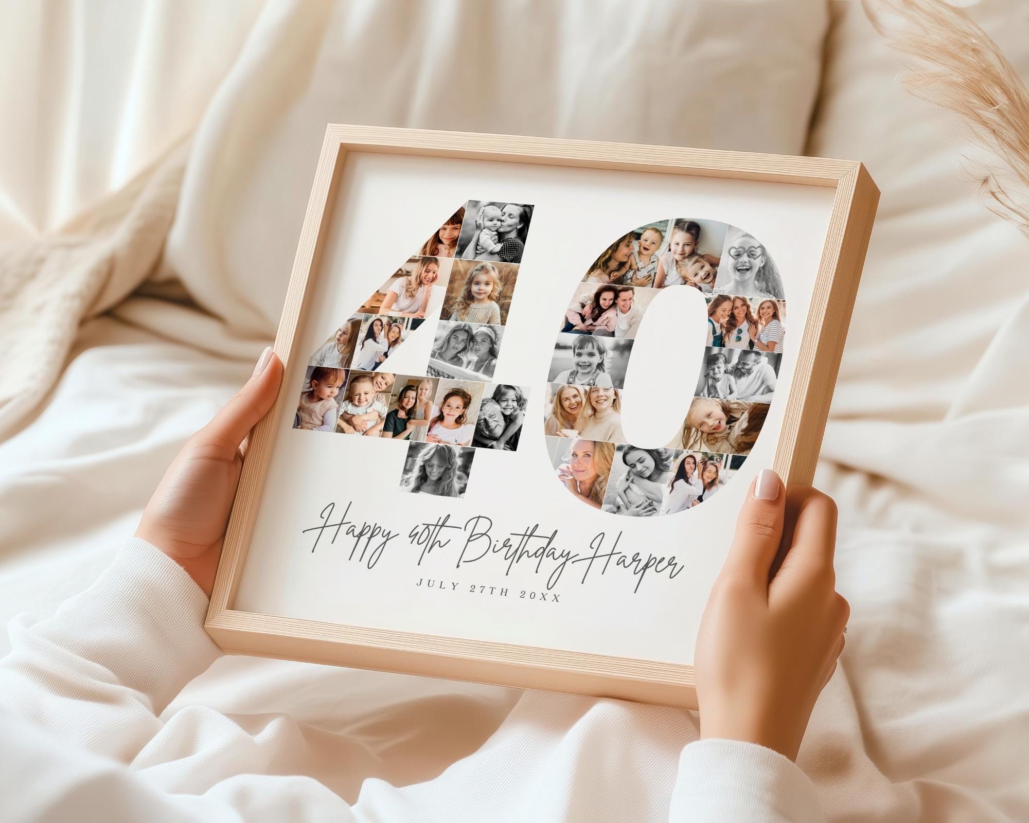 40th Birthday Photo Collage TEMPLATE, 40th Birthday Gift, Customizable ...