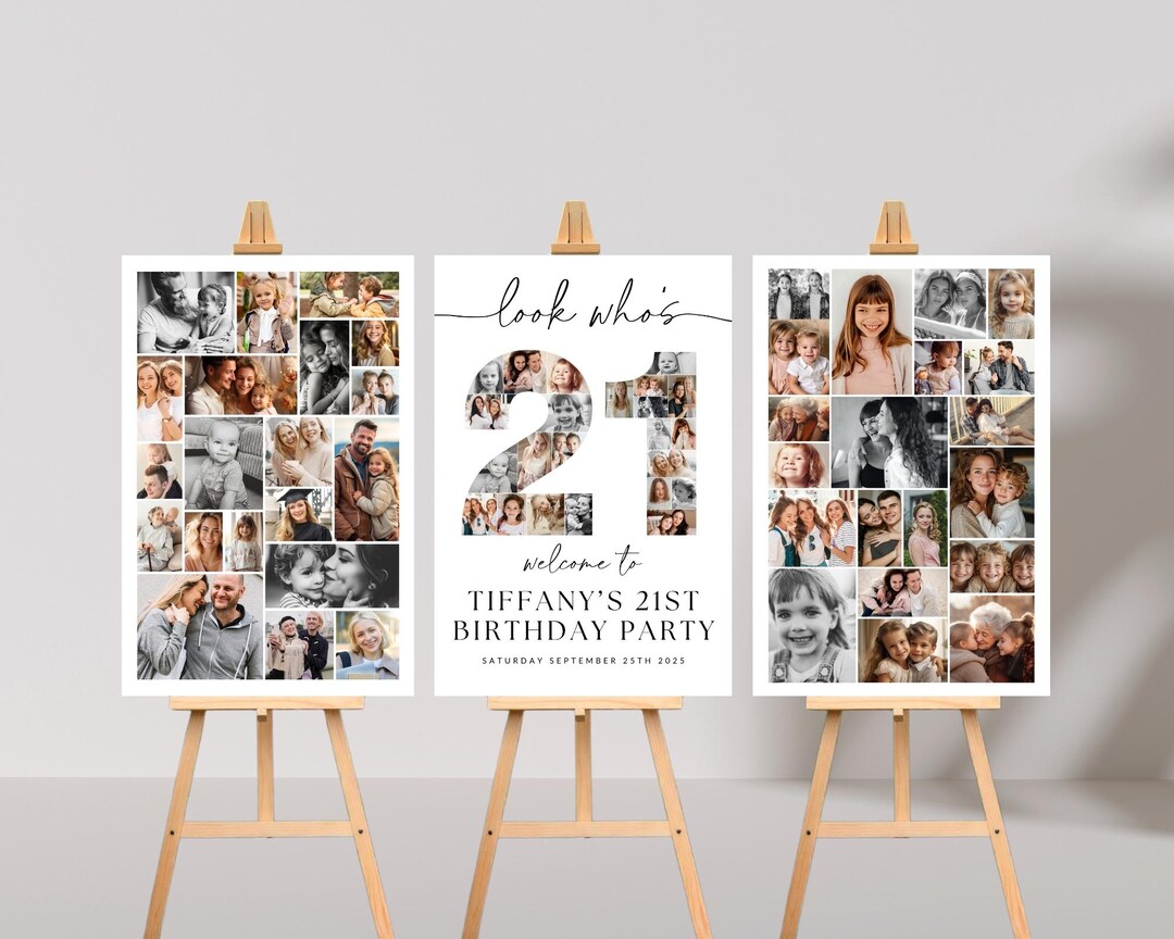 21st Birthday Photo Collage Poster Bundle TEMPLATE, Look Who's 21 ...