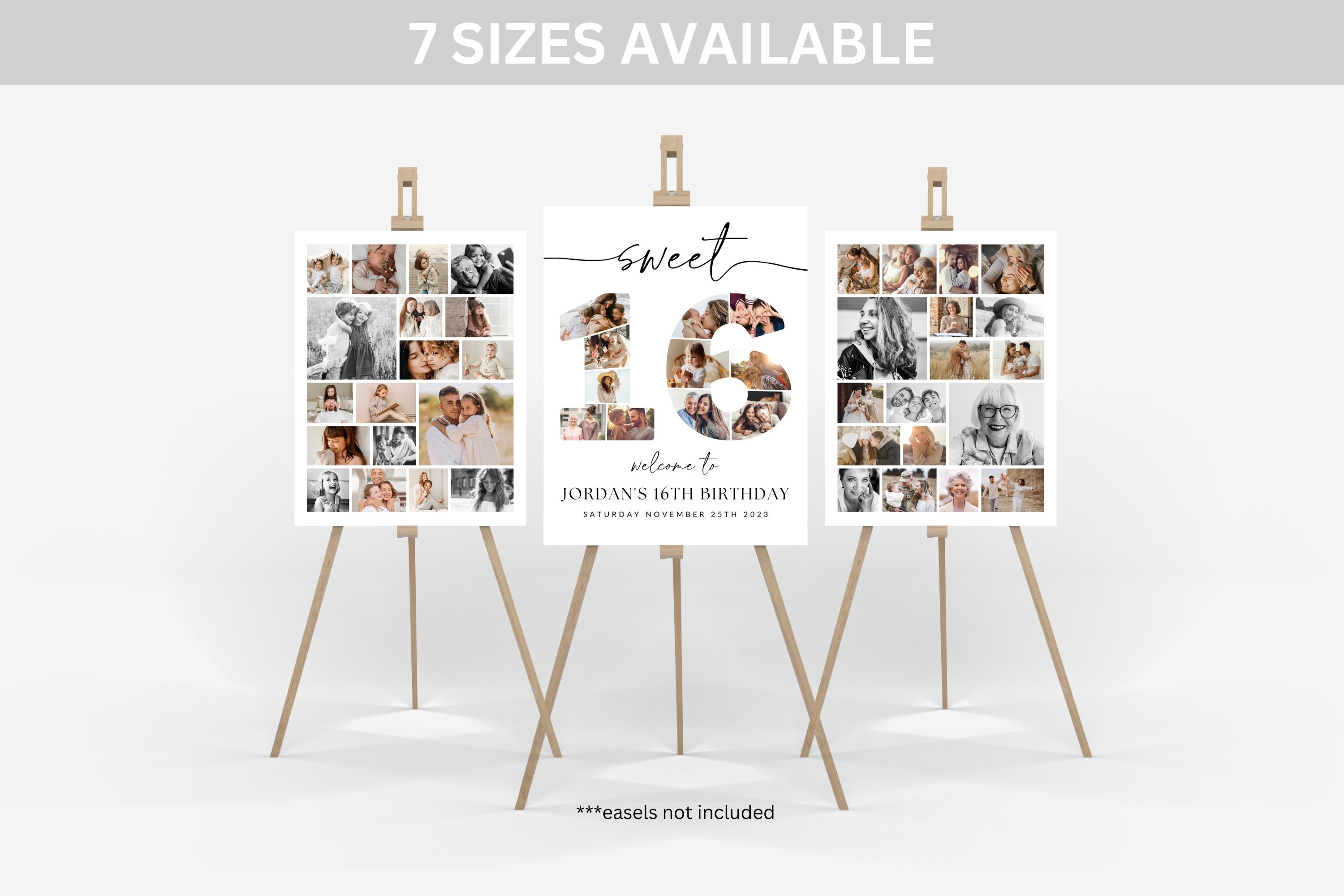 Sweet 16 Collage Poster TEMPLATE Bundle, Sweet 16 Birthday Party ...