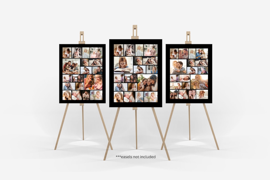 Photo Collage TEMPLATE, Photo Display Poster, Memory Board, Editable ...