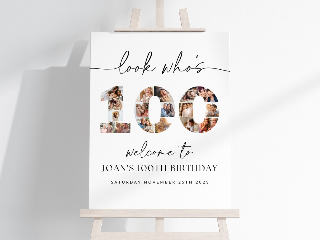 100th Birthday Photo Collage TEMPLATE, Look Who's 100, Customizable ...