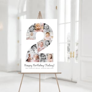 Birthday Number 2 Photo Collage TEMPLATE, Personalized 2nd Birthday ...