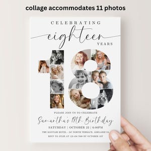 18th Birthday Invitation TEMPLATE With Photo Collage, Celebrating 18 ...