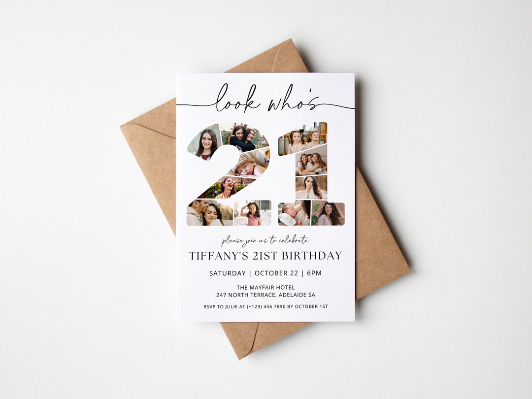 21st Birthday Invitation TEMPLATE With Photo Collage, Look Who's 21 ...