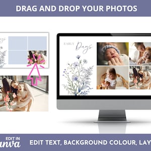 Funeral Photo Slideshow Template Blue Floral, Memorial Video for Woman ...