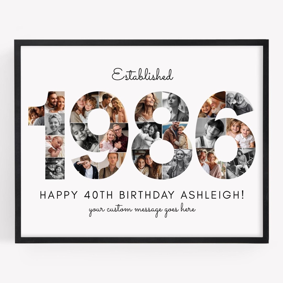 1986 Birth Year Photo Collage TEMPLATE, 40th Birthday Gift, Birthday ...