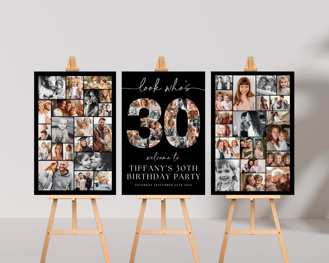 30th Birthday Photo Collage Poster Bundle TEMPLATE, Look Who's 30 ...