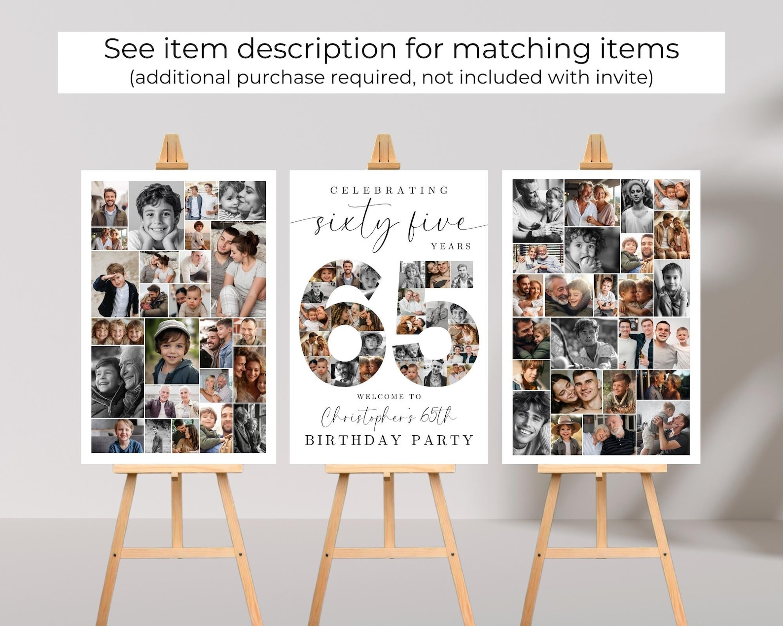 65th Birthday Invitation TEMPLATE With Photo Collage, Celebrating 65 ...