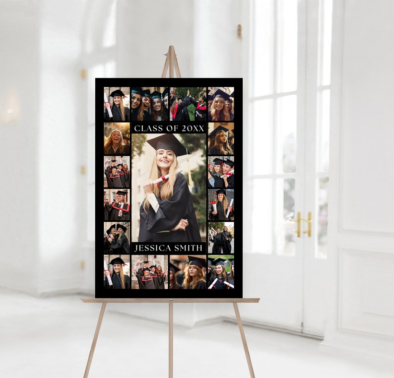 Graduation Photo Collage TEMPLATE Class of 2026, Personalized Gift for ...
