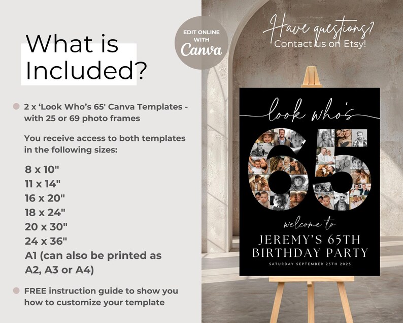 65th Birthday Photo Collage TEMPLATE, Look Who's 65, Customizable ...