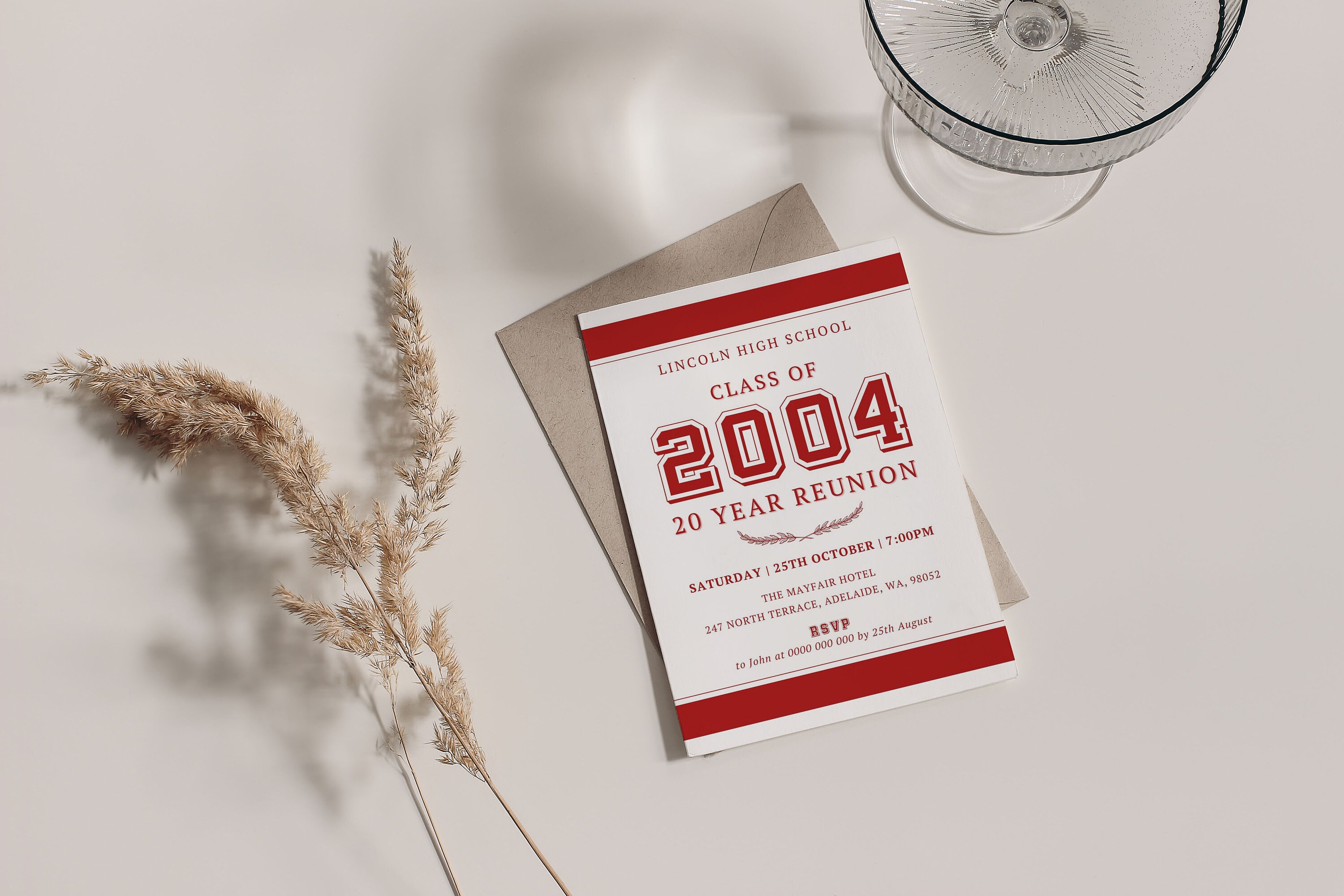 Class Reunion Invitation TEMPLATE 10th 20th 30th 40th 50th, High School ...
