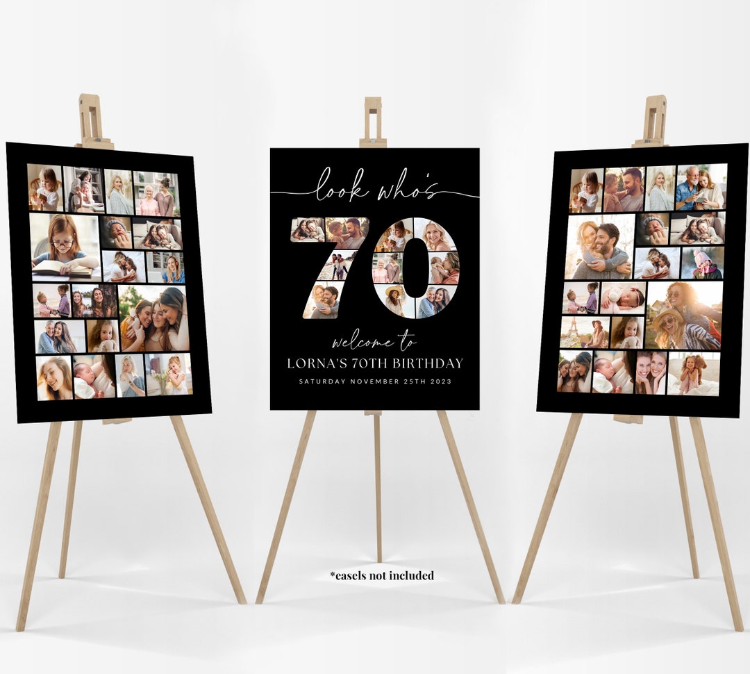 70th Birthday Photo Collage Poster Bundle TEMPLATE, Look Who's 70 ...