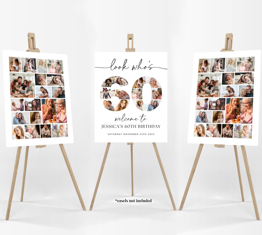 60th Birthday Photo Collage Poster Bundle TEMPLATE, Look Who's 60 ...