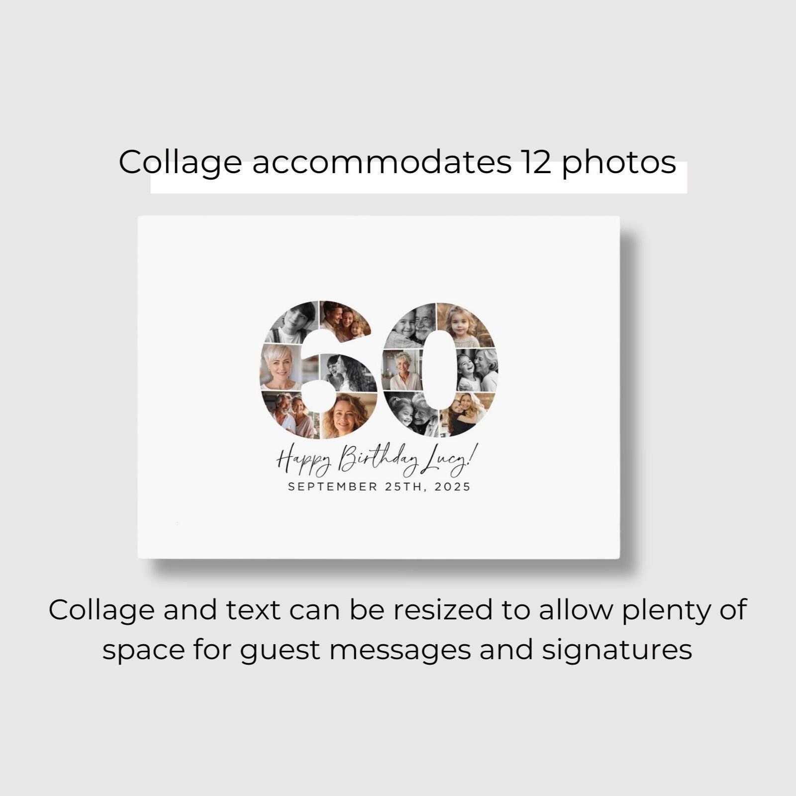 60th Birthday Photo Collage Poster TEMPLATE With Room for Signatures ...