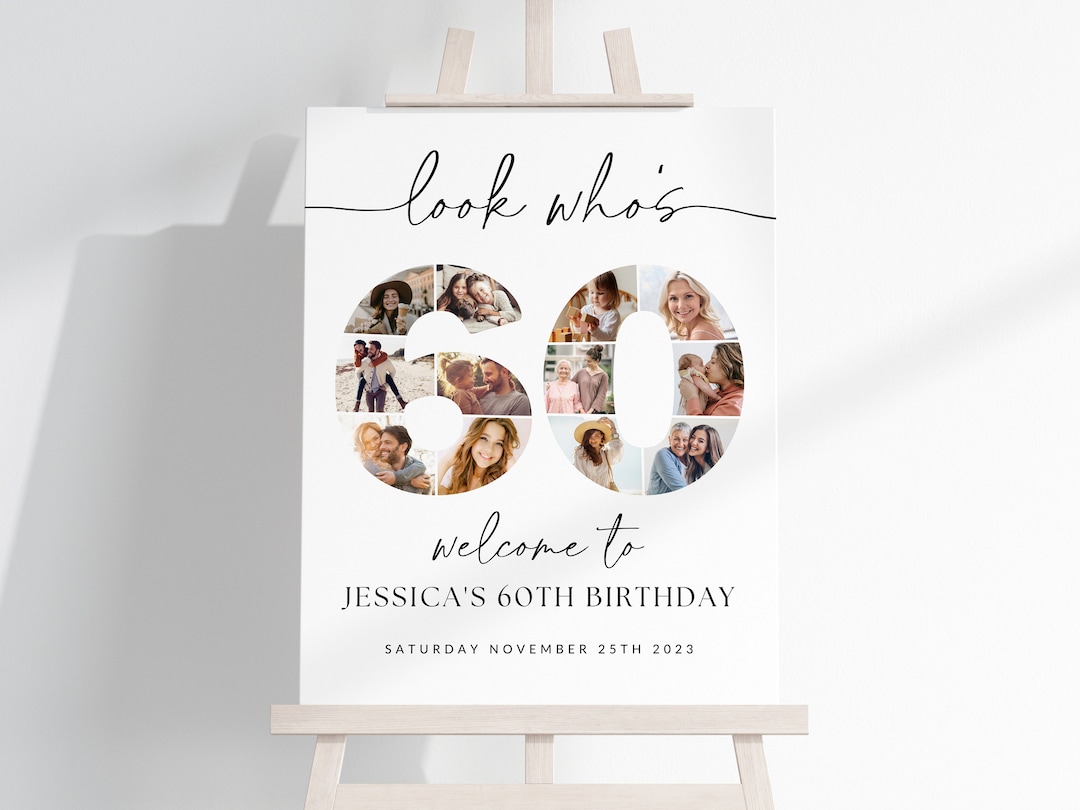 60th Birthday Photo Collage TEMPLATE, Look Who's 60, Customizable ...