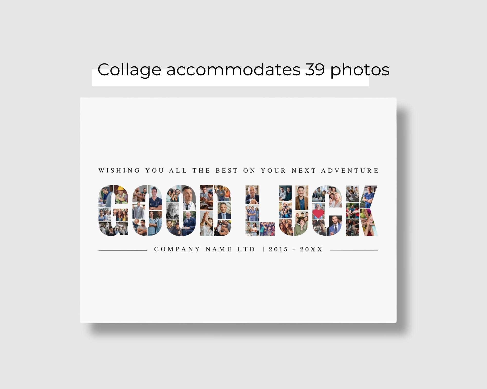 Editable Good Luck Photo Collage TEMPLATE, Personalized Goodbye Going ...