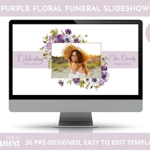 Funeral Slideshow Template Purple Flowers Memorial Video - Etsy