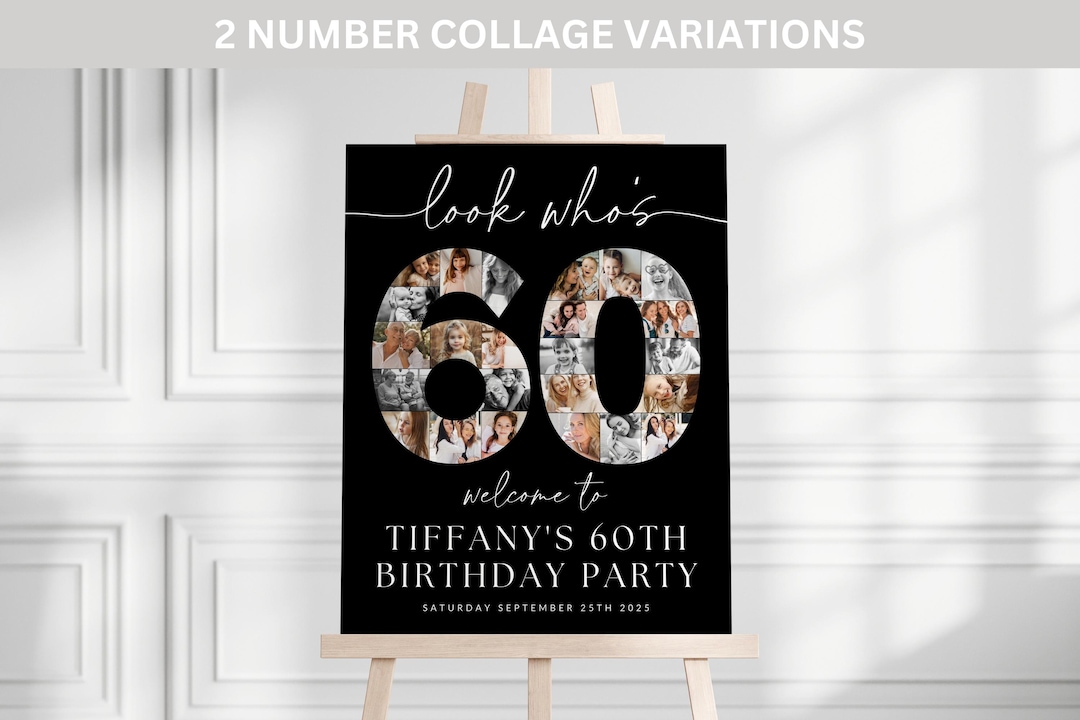60th Birthday Photo Collage TEMPLATE, Look Who's 60, Customizable ...
