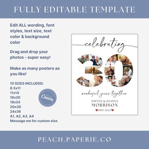 30th Wedding Anniversary Photo Collage Bundle TEMPLATE, Customizable ...
