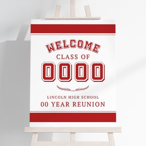 Class Reunion Welcome Poster TEMPLATE, Red and White, School Reunion ...