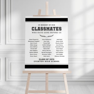 Class Reunion Memorial Sign TEMPLATE to Honor Deceased Classmates ...