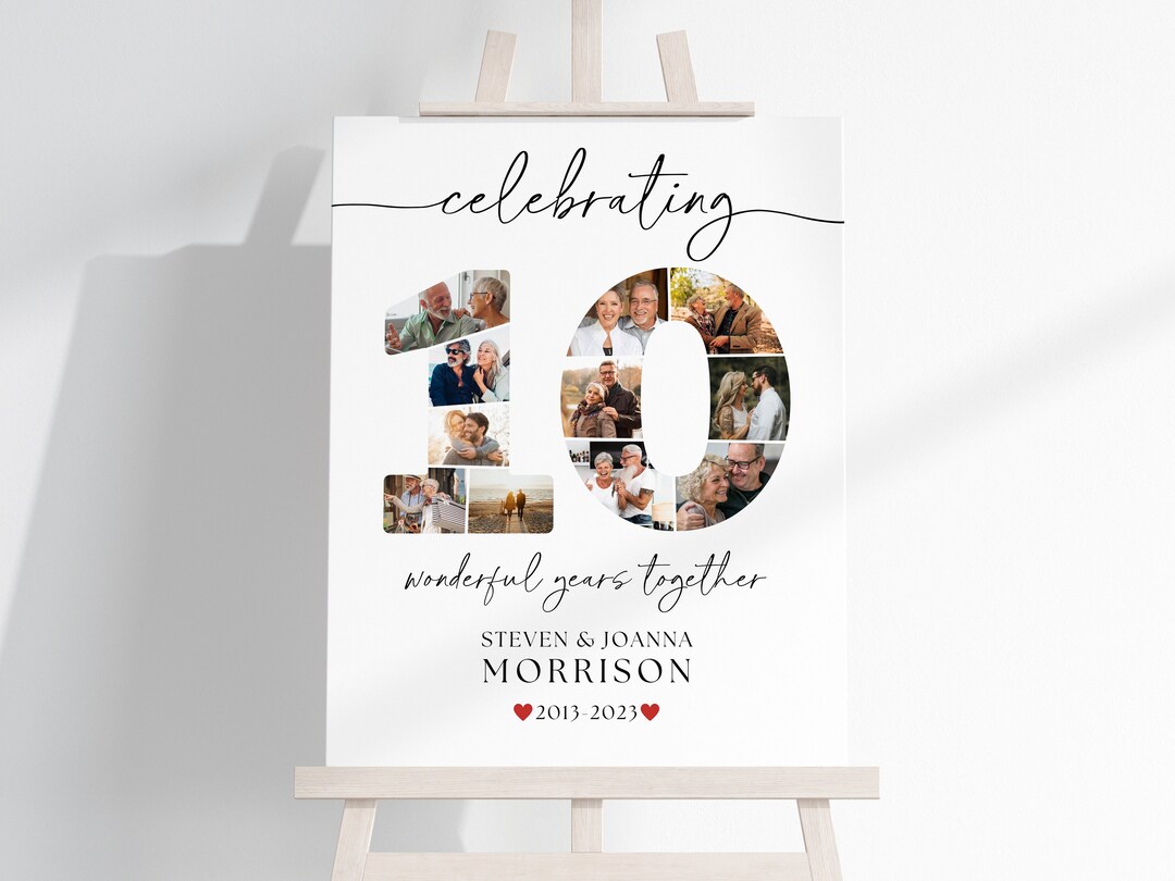 10th Anniversary Photo Collage TEMPLATE, Customizable Photo Collage ...