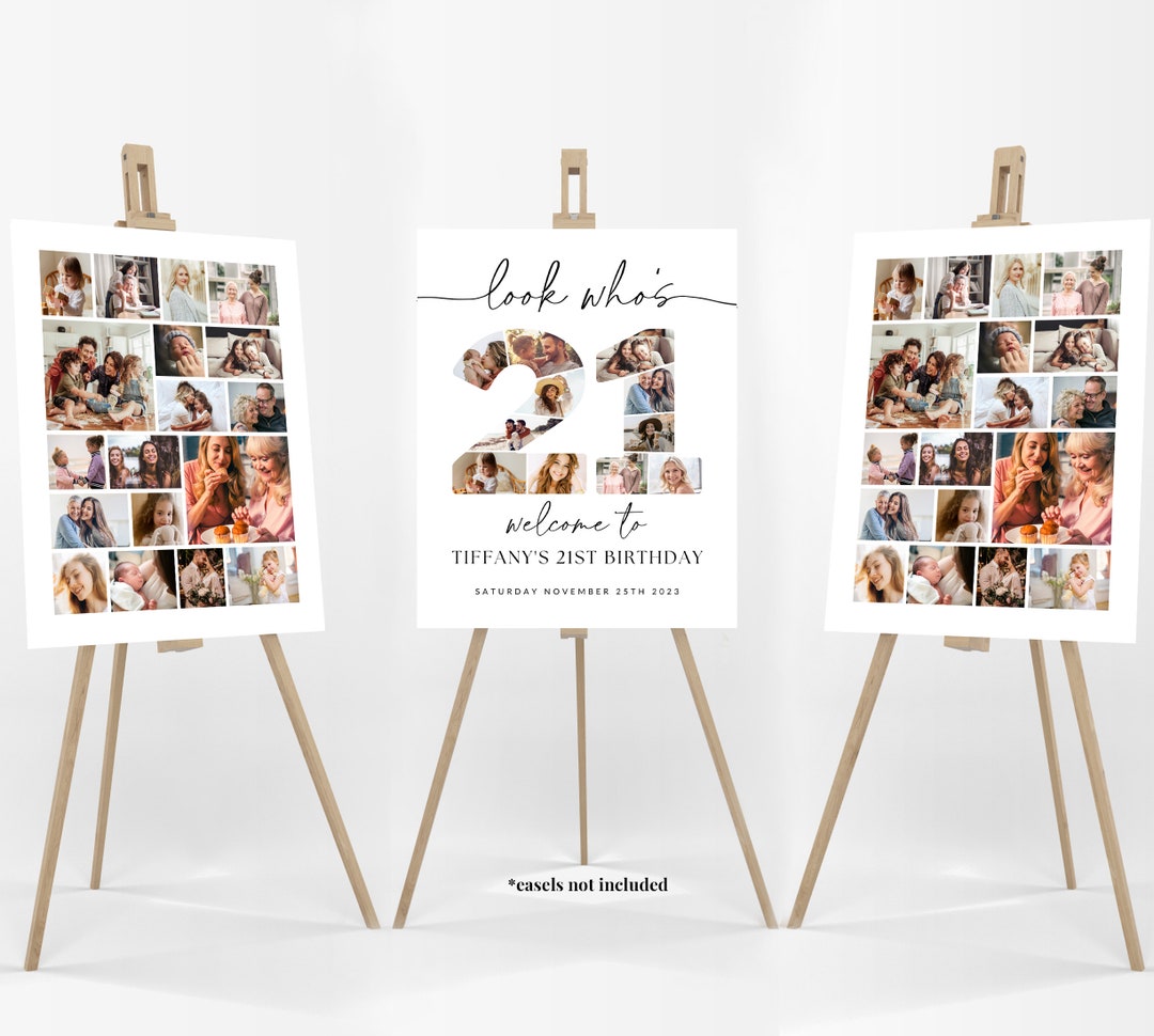 21st Birthday Photo Collage Poster Bundle TEMPLATE, Look Who's 21 ...