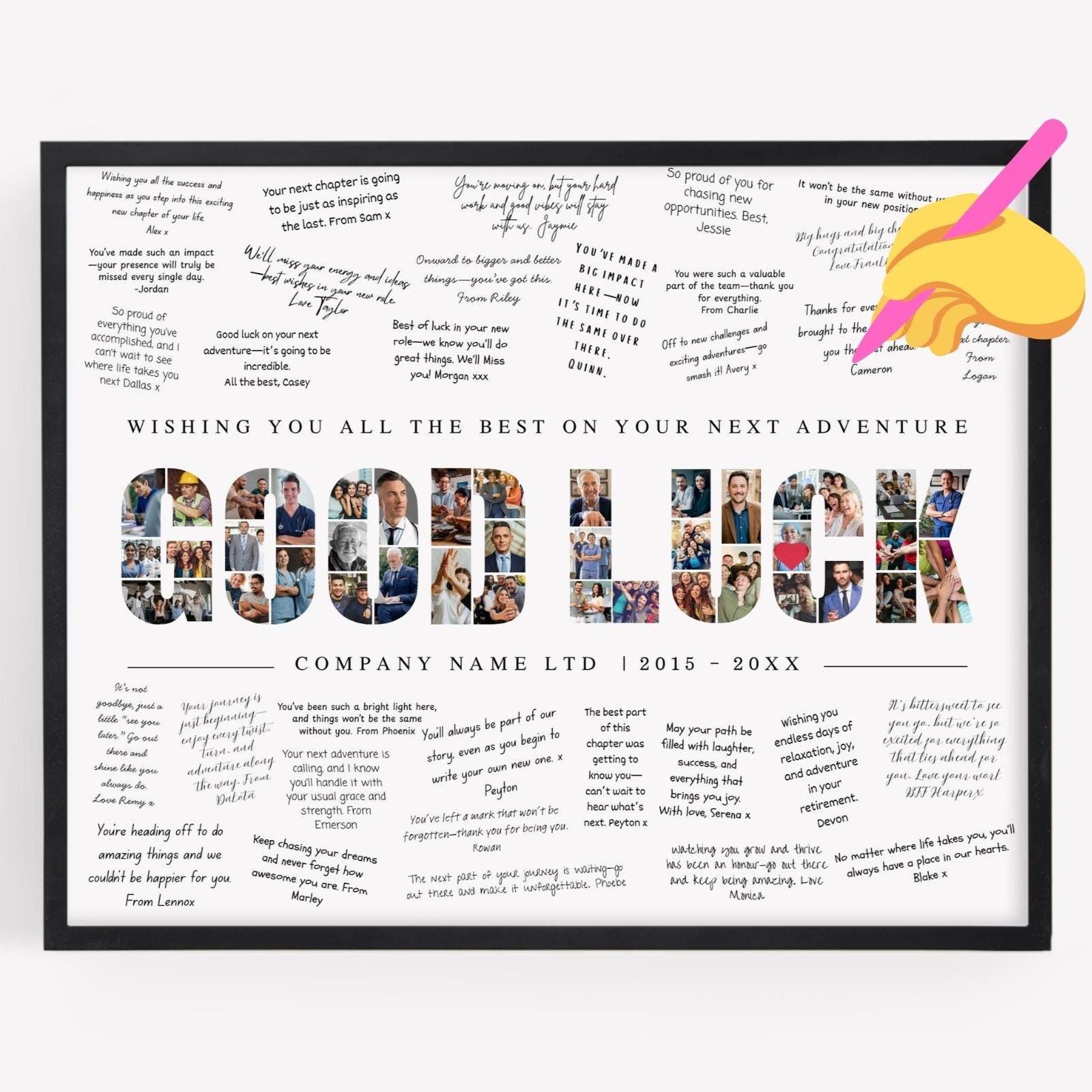 Editable Good Luck Photo Collage TEMPLATE, Personalized Goodbye Going ...