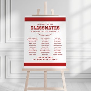 Class Reunion Memorial Sign TEMPLATE to Honor Deceased Classmates ...