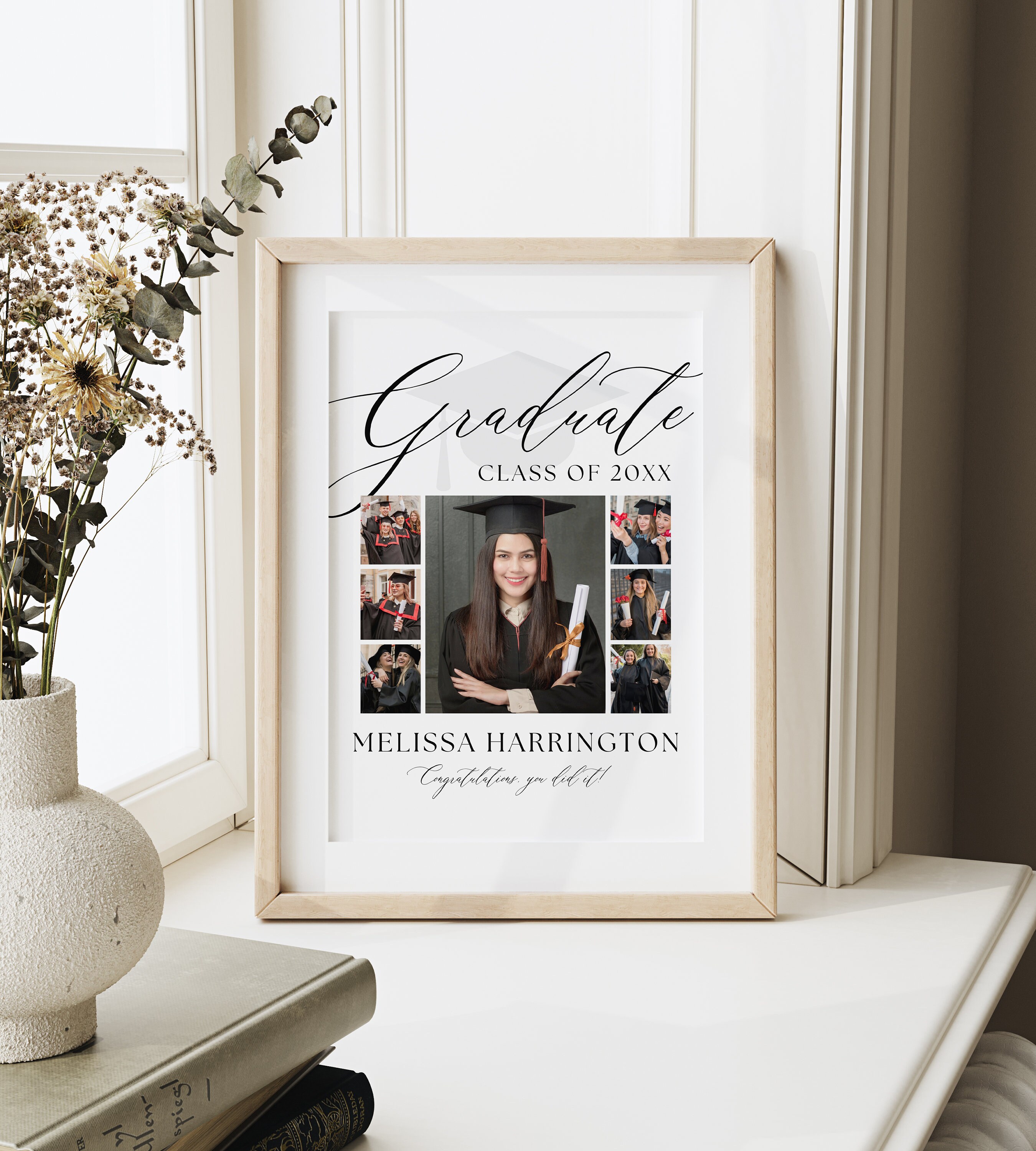 Graduation Photo Collage TEMPLATE Class of 2026, Personalized Gift for ...