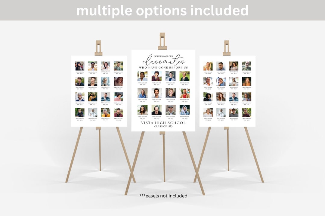 Class Reunion Memorial Poster Template Set to Honor Deceased Classmates ...