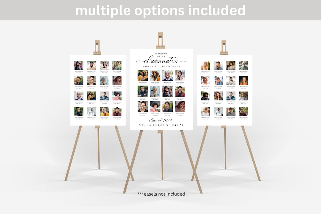 Class Reunion Memorial Poster Template Set to Honor Deceased Classmates ...