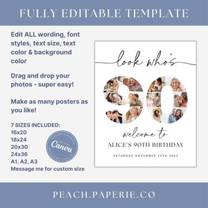 90th Birthday Photo Collage Poster Bundle TEMPLATE, Look Who's 90 ...