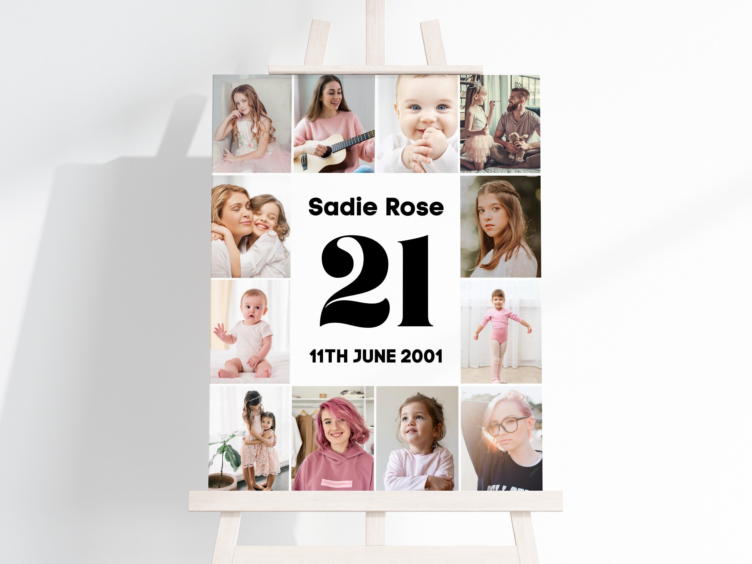 21st Birthday Photo Collage Poster Bundle TEMPLATE, Customizable Photo ...