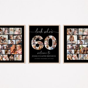 Black 60th Birthday Photo Collage Poster Bundle TEMPLATE, Look Who's 60 ...