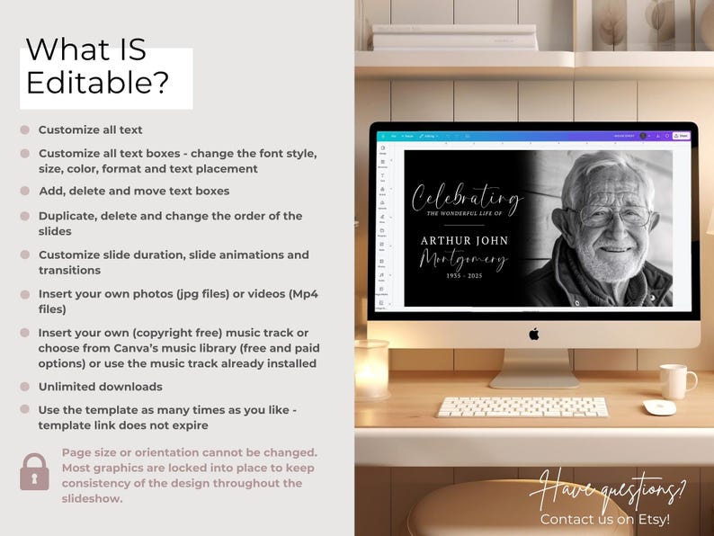 Funeral Photo Slideshow Template for Male, Memorial Video, Minimalist ...