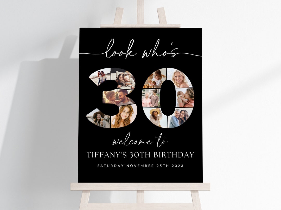 Black 30th Birthday Photo Collage TEMPLATE, Look Who's 30, Customizable ...
