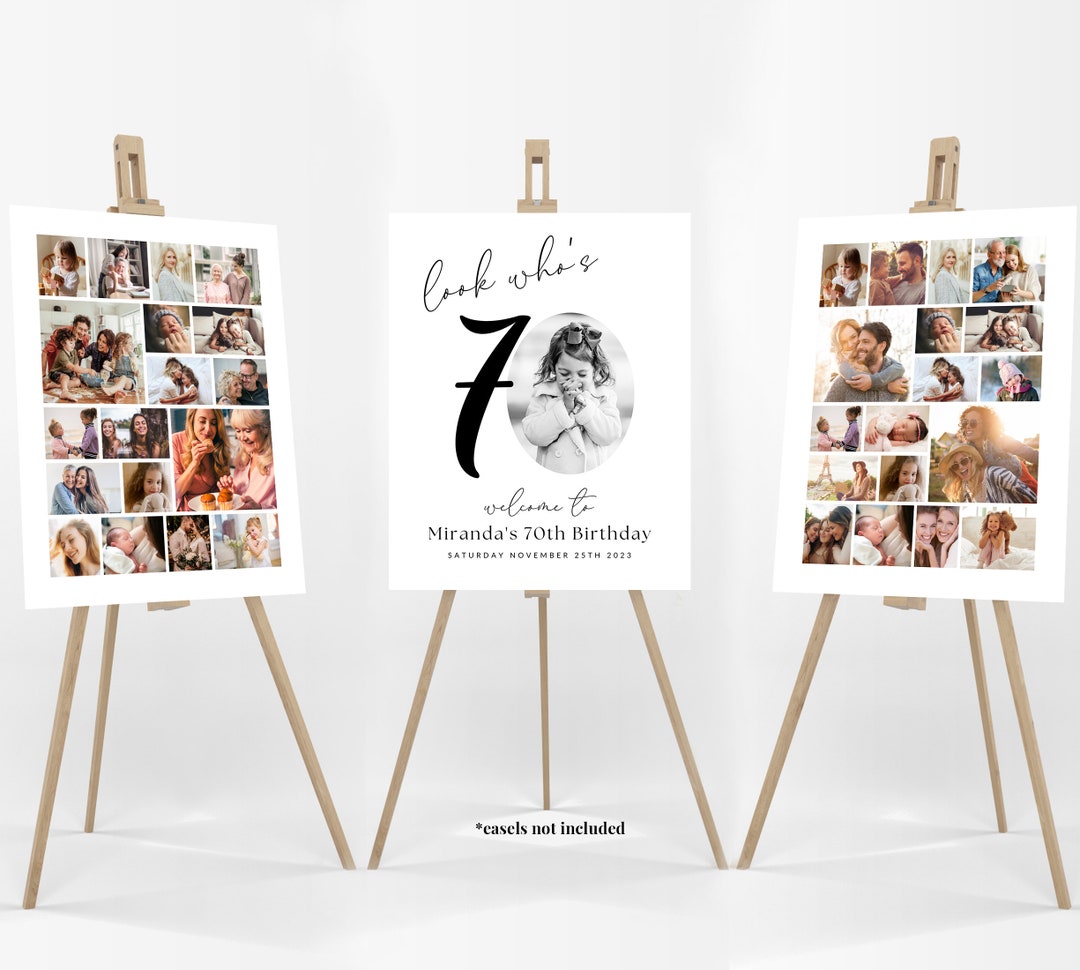 70th Birthday Photo Collage Poster Bundle TEMPLATE, Look Who's 70 ...