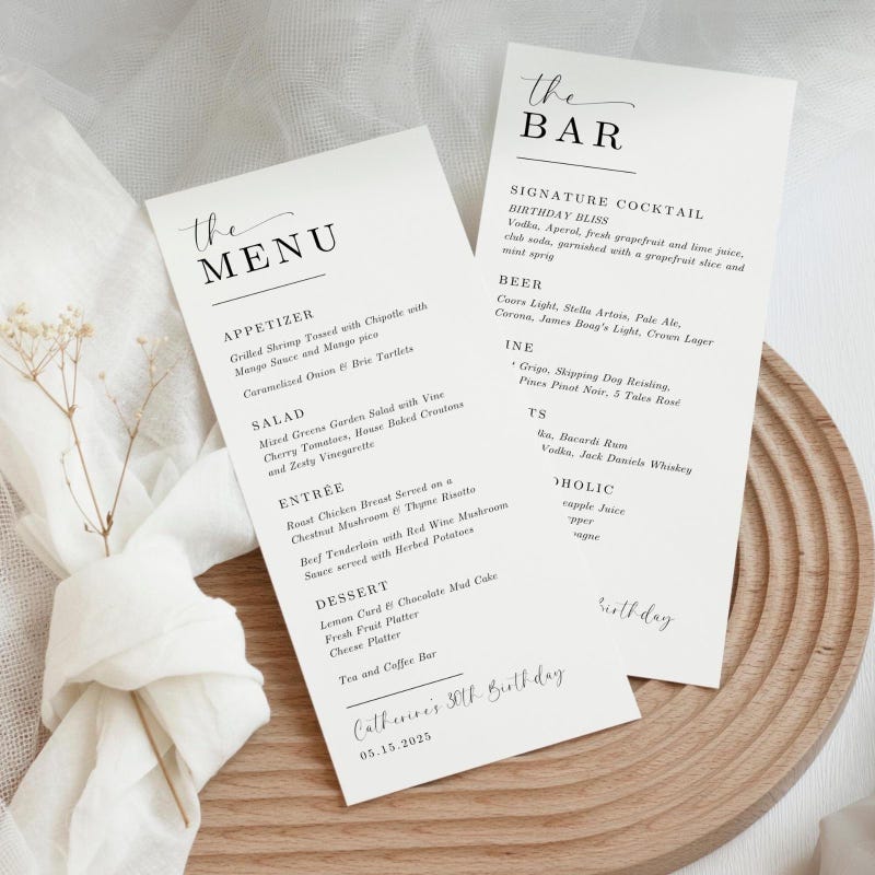 Elegant Course Menu - Etsy