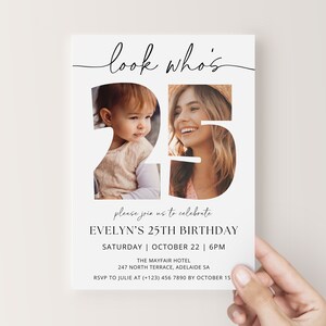 25th Birthday Invitation TEMPLATE With Photo Collage, Look Who's 25 ...