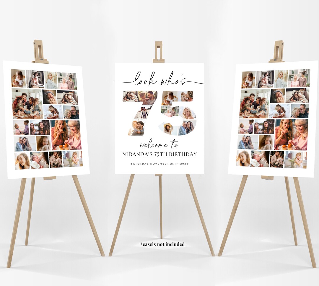 75th Birthday Photo Collage Poster Bundle TEMPLATE, Look Who's 75 ...
