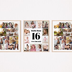 16th Birthday Photo Collage Poster Bundle TEMPLATE, Sixteenth Birthday ...