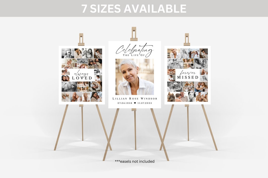 Celebration of Life Poster TEMPLATE Bundle, Funeral Photo Collage Set ...