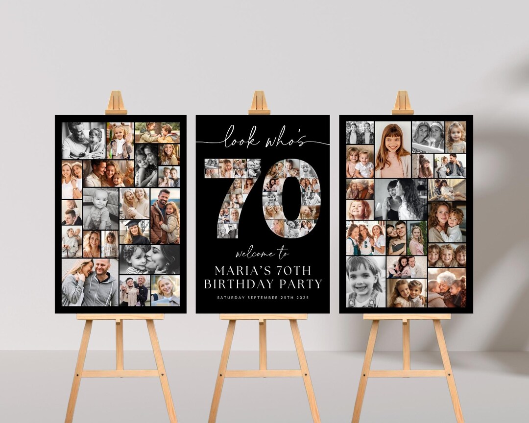 70th Birthday Photo Collage Poster Bundle TEMPLATE, Look Who's 70 ...