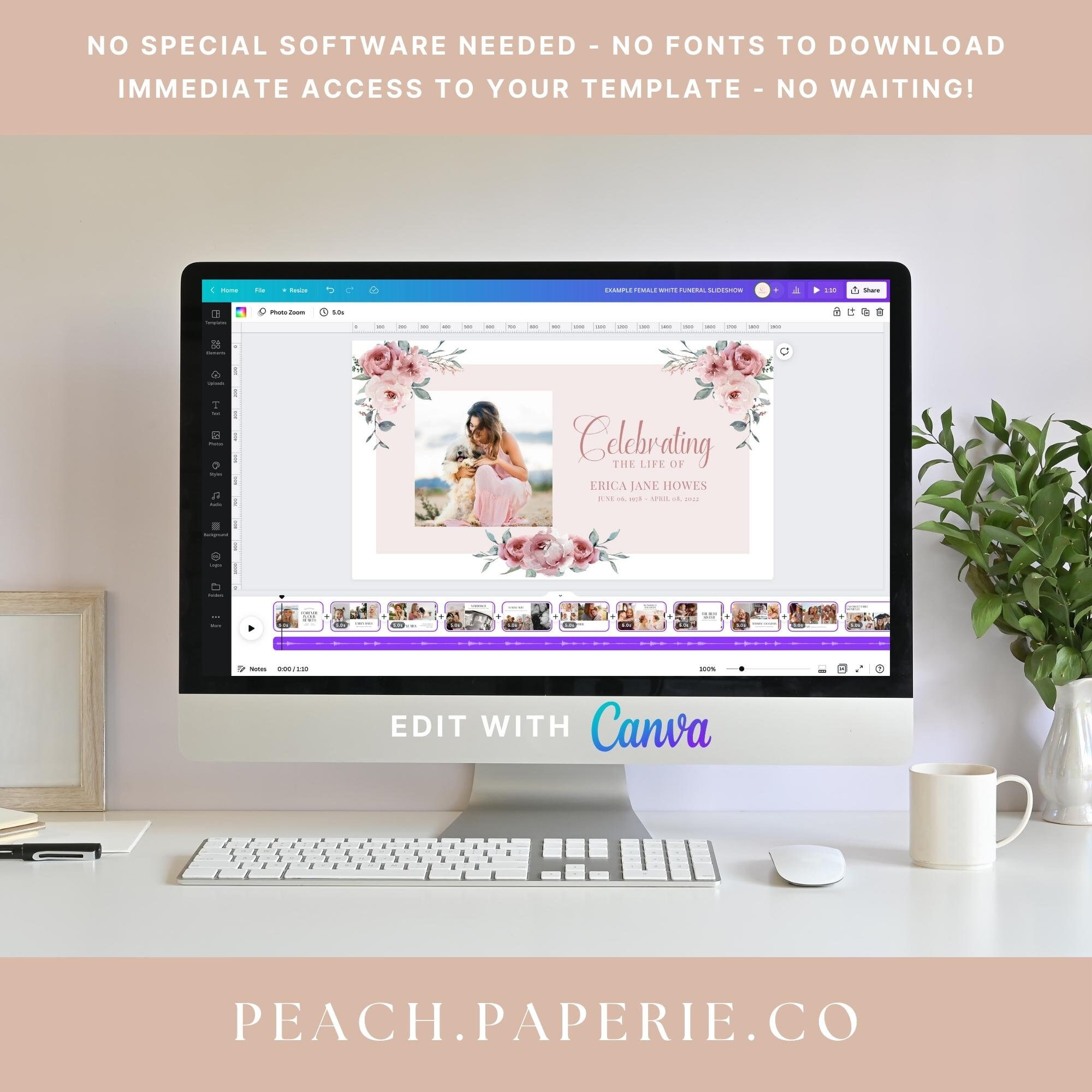 Rose Memorial Photo Slideshow Template Funeral Video for - Etsy