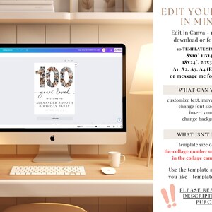 100 Years Loved Birthday Photo Collage Poster TEMPLATE Set, 100th ...