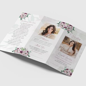 Trifold Funeral Program TEMPLATE for Women Mauve Celebration - Etsy